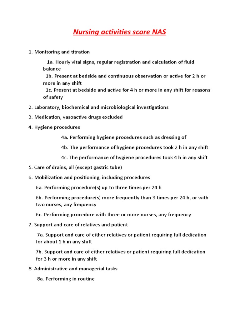 Nursing Activities Score NAS | PDF | Health Care | Medicine