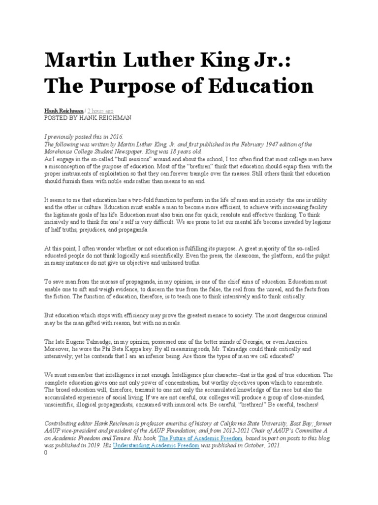 MLK's Insight on Education's Purpose | PDF | Science & Mathematics