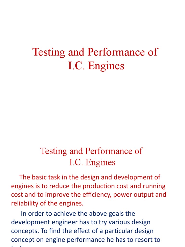 Testing and Performance of I.C.engines | PDF | Engines | Power (Physics)
