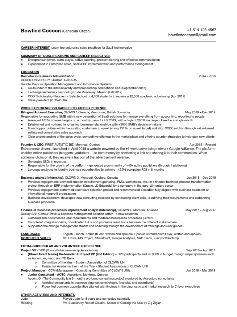 (Make A Copy) CV BowtiedCocoon | PDF | Entrepreneurship | Business