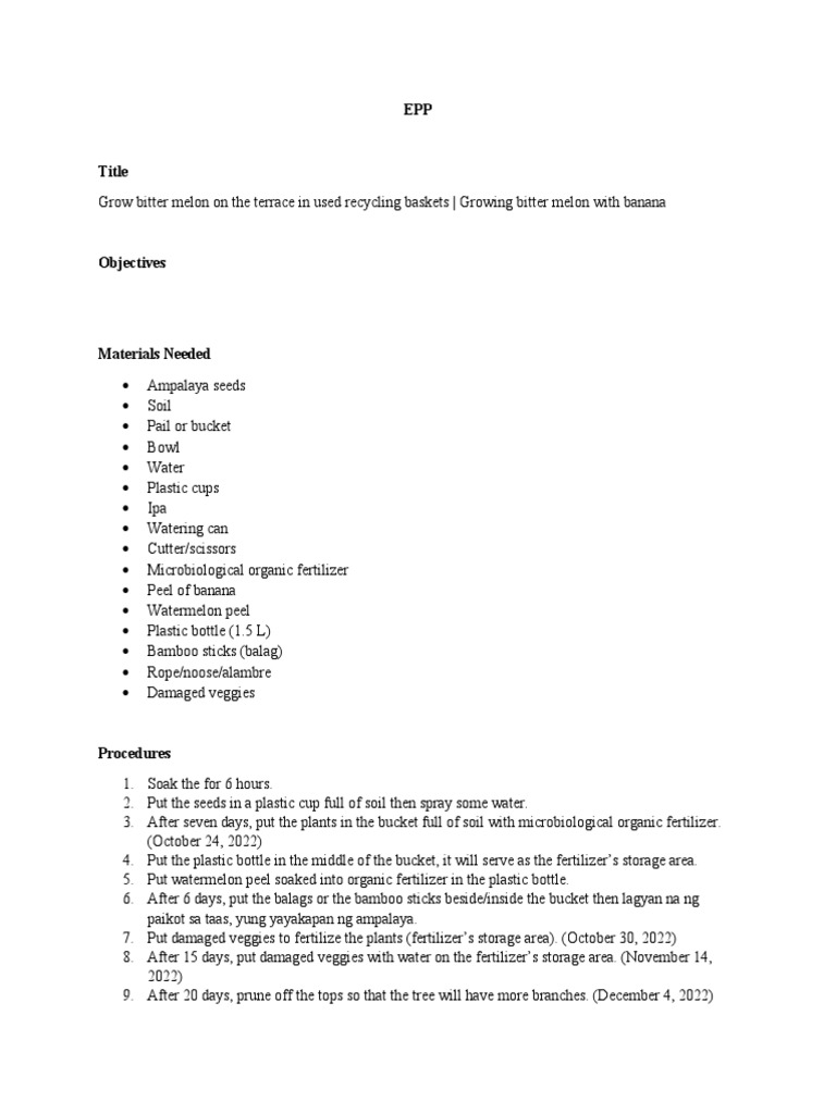 EPP-Oplan_Tanim | PDF | Horticulture | Botany