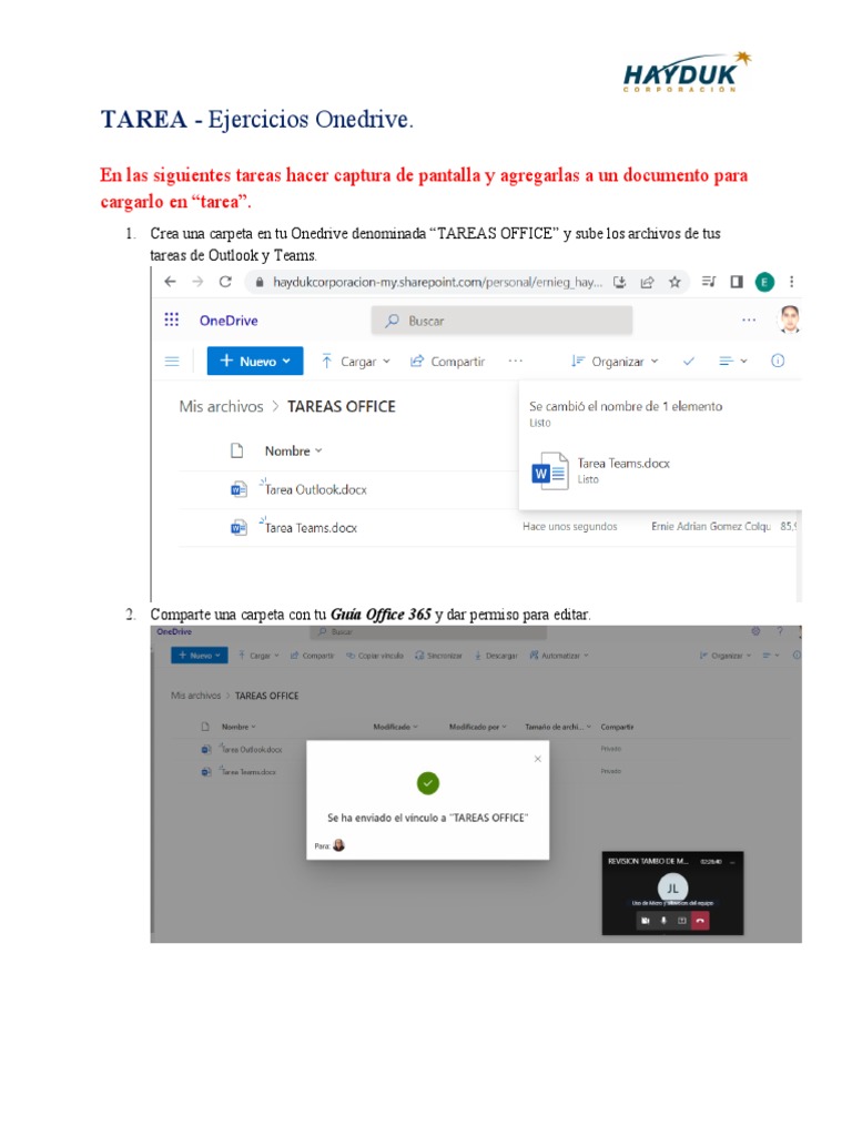 Tarea Onedrive | PDF | Informática