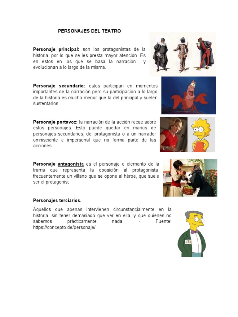 Tipos de Personajes en el Teatro | PDF