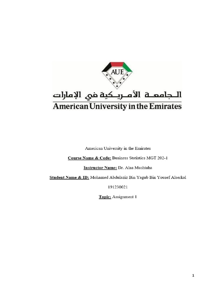 Business Statistics Assignment 1 | PDF