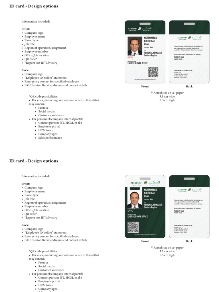 Employee ID Card Design Overview | PDF | Riyadh | Identity Document