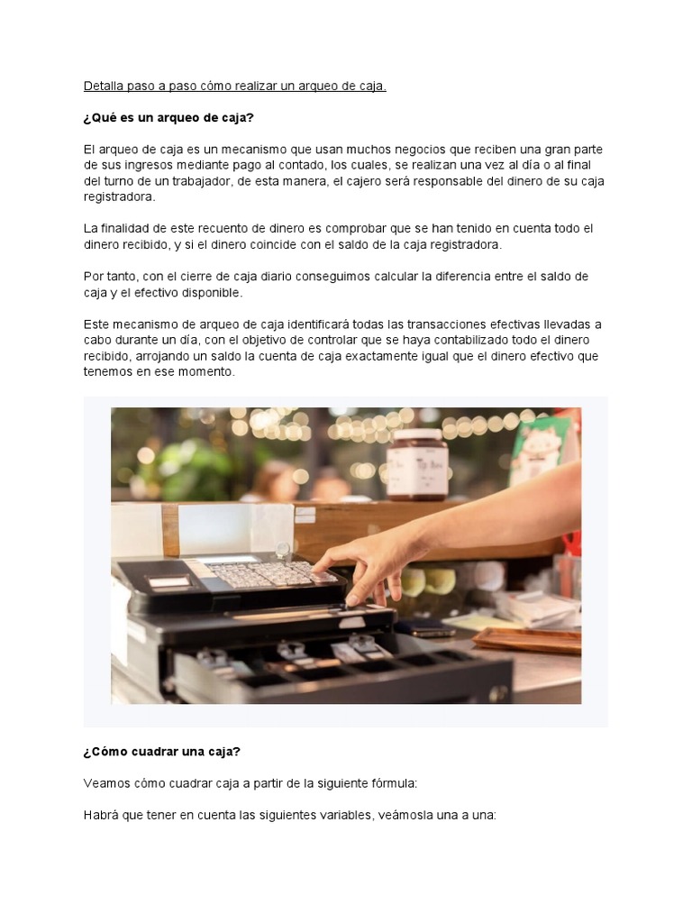 Cómo realizar un arqueo de caja | PDF | Contabilidad | Business