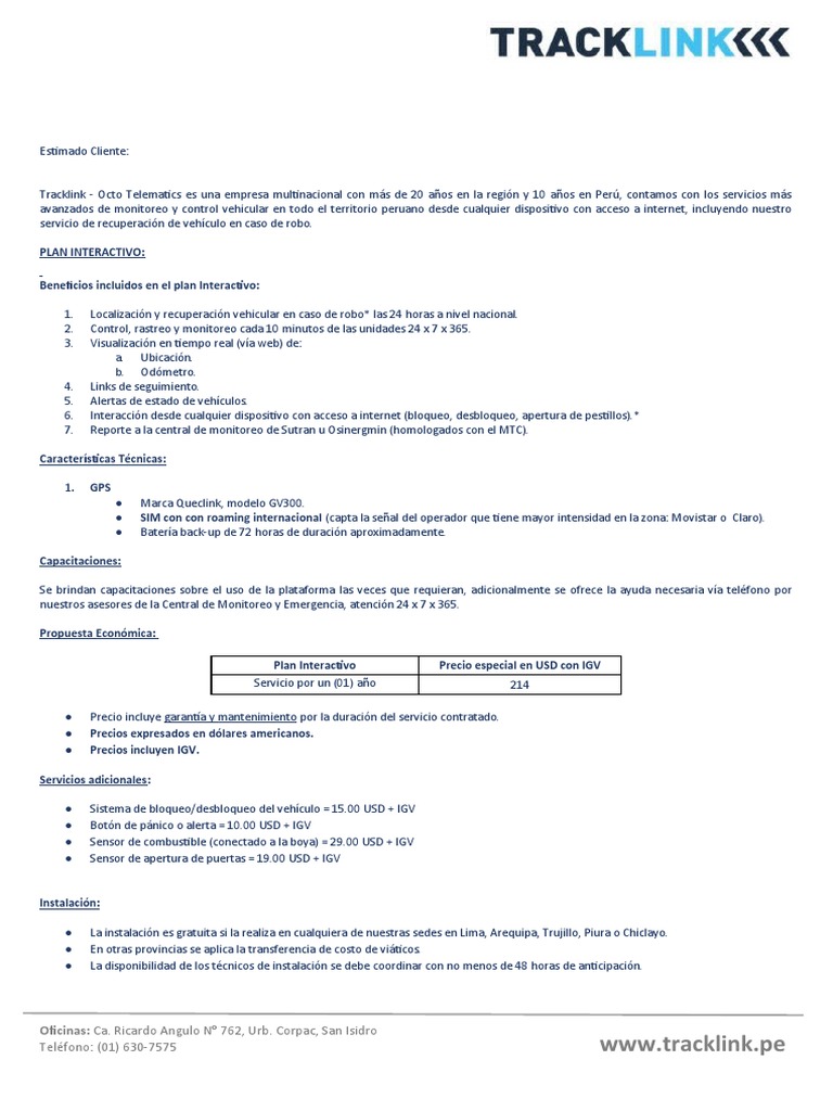 Cotización Plan Interactivo | PDF