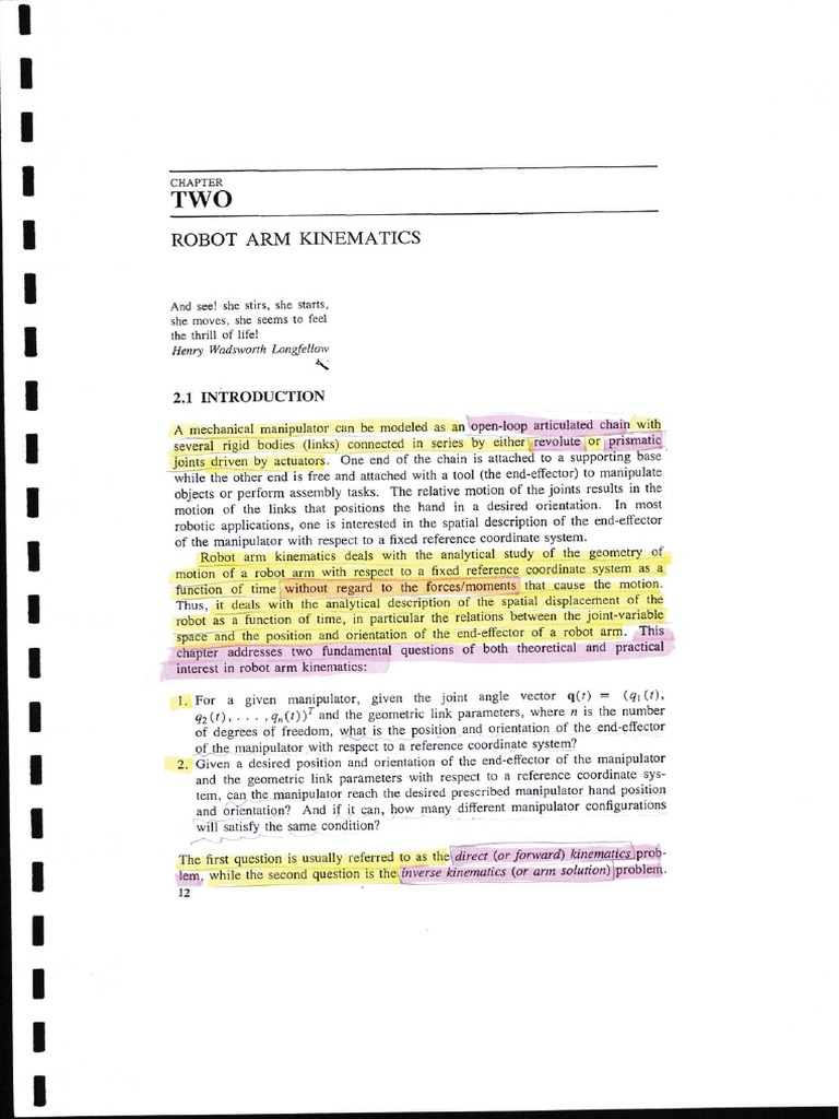 Chapter 2 - Robotics Arm Kinematics | PDF