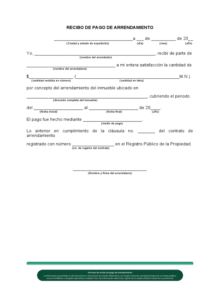 Recibo de Pago de Arrendamiento | PDF