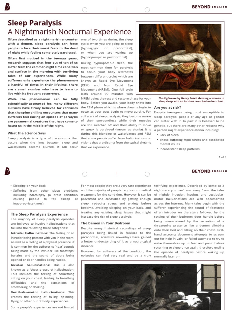 Sleep Paralysis: Causes and Experiences | PDF | Sleep | Rapid Eye ...