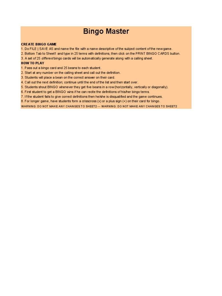 Bingo Master | PDF | Games & Activities