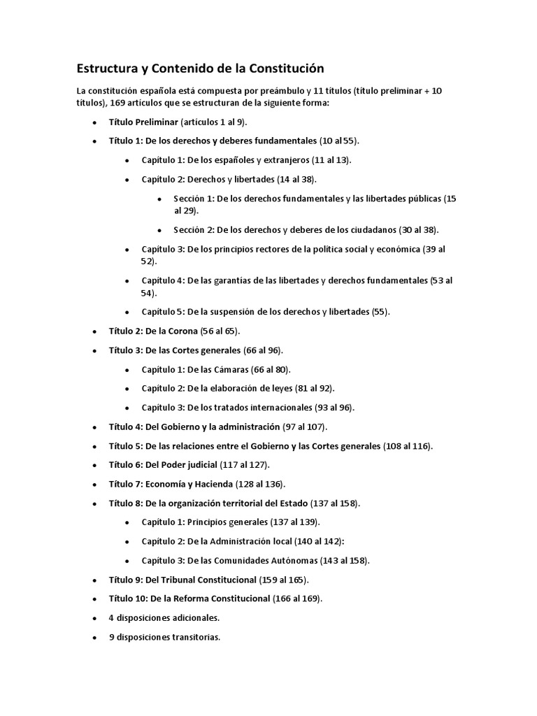 Estructura Y Contenido De La Constitución Tema 1 Y Licencias