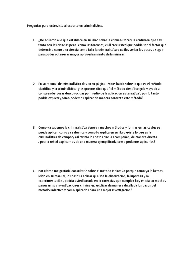 Preguntas A Experto en Criminalística | PDF