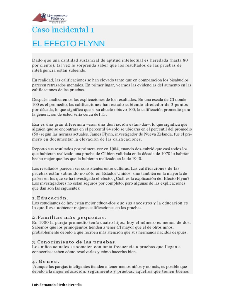 Caso Incidental 1 - El Efecto Flynn | PDF | Cociente de inteligencia ...