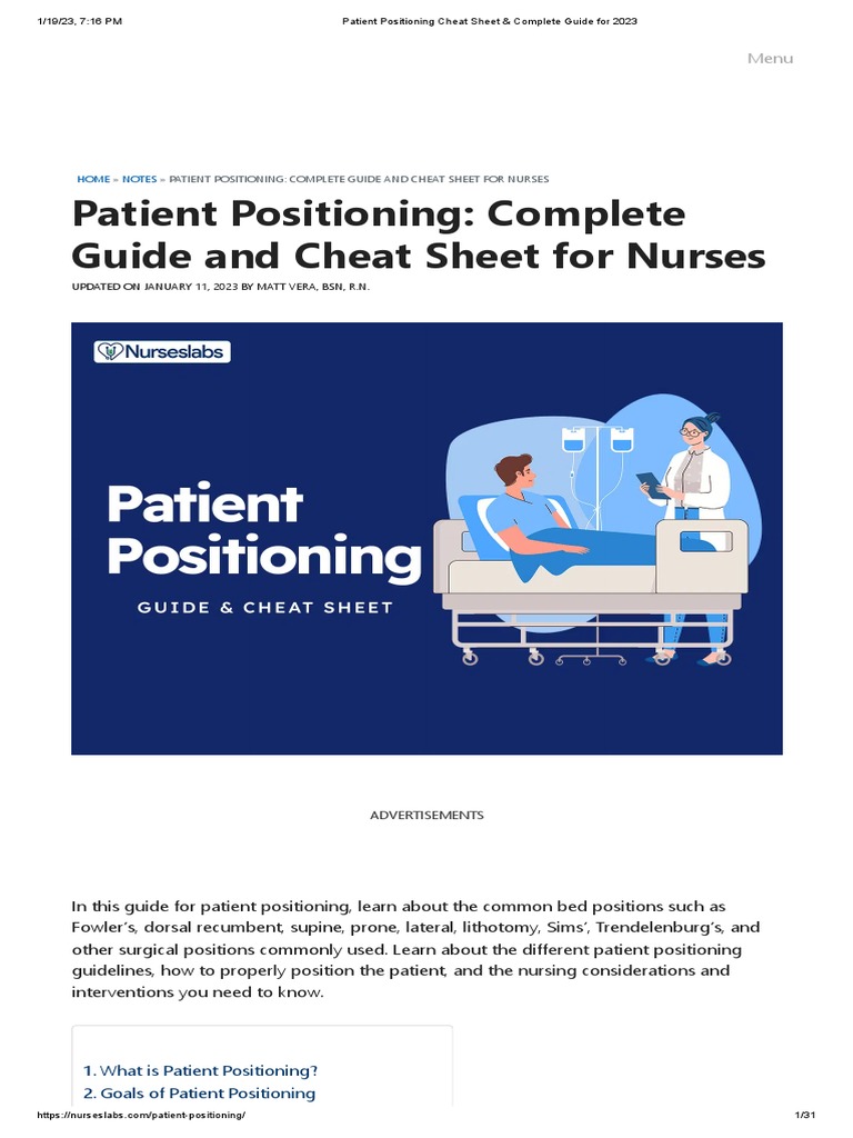 Positioning Patients Nursing