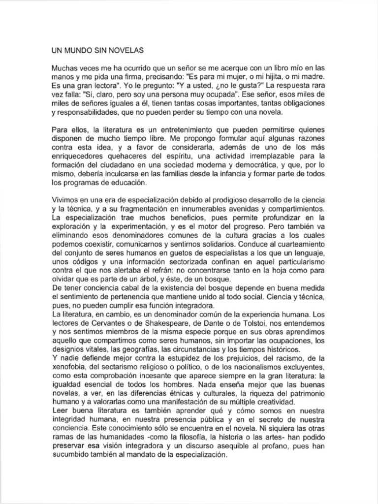Un Mundo Sin Novelas | PDF