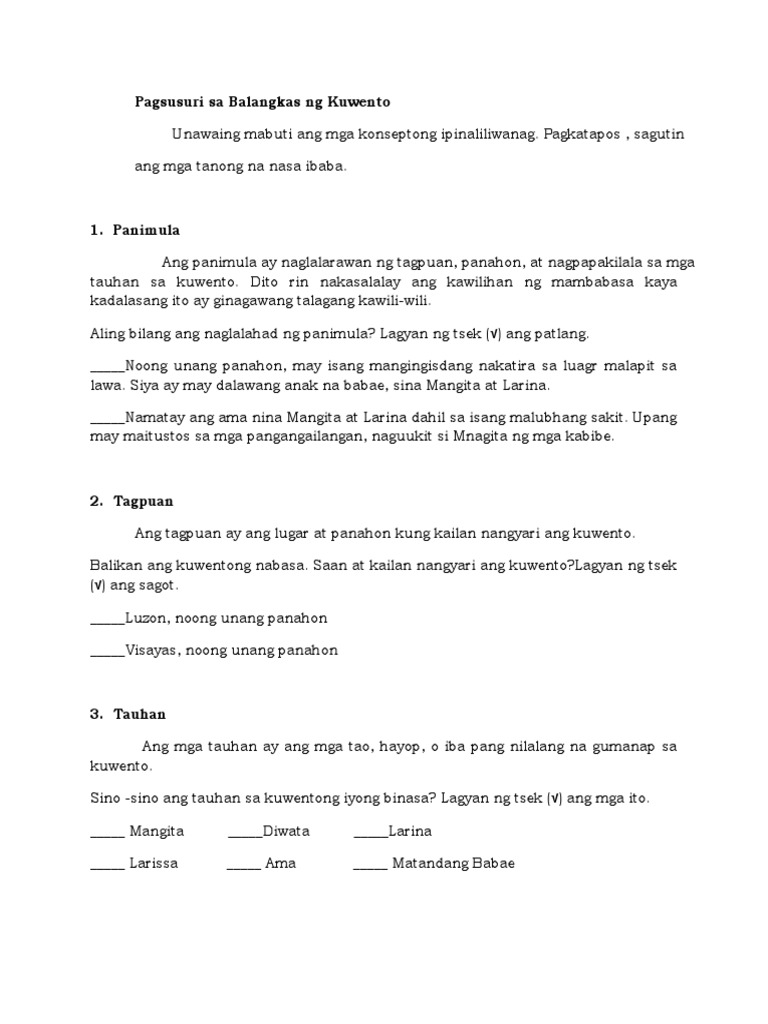 Pagsusuri Sa Balangkas | PDF