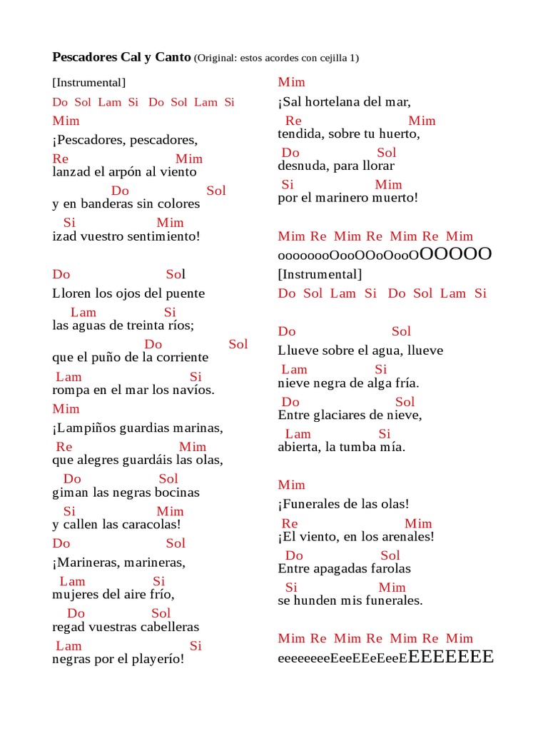 Pescadores Letra y Acordes | PDF