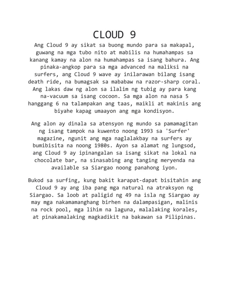 Cloud 9 | PDF