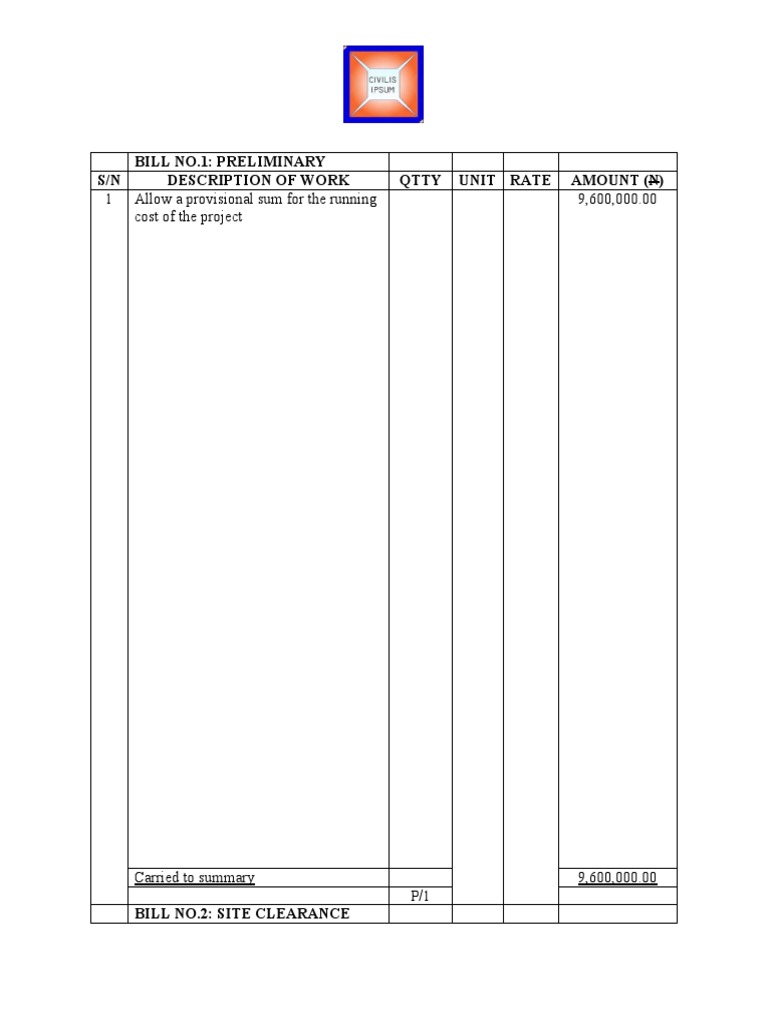 Typical Beme For A Road Project | PDF | Concrete | Road Surface