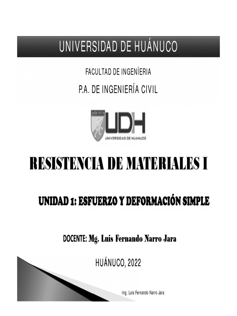 Unidad 1. Esfuerzo Simple | PDF | Resistencia de materiales | Viga ...