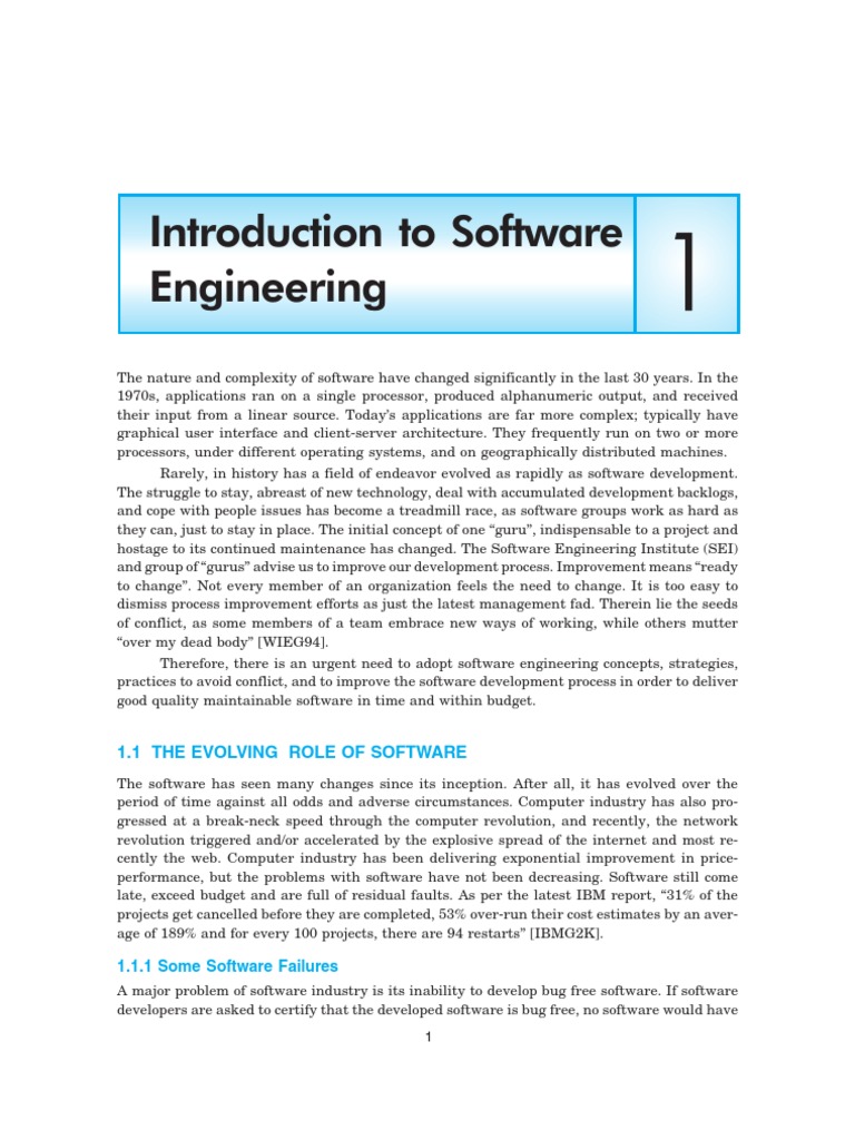 Introduction To Software Engineering: 1.1 The Evolving Role of Software | PDF | Component Based ...
