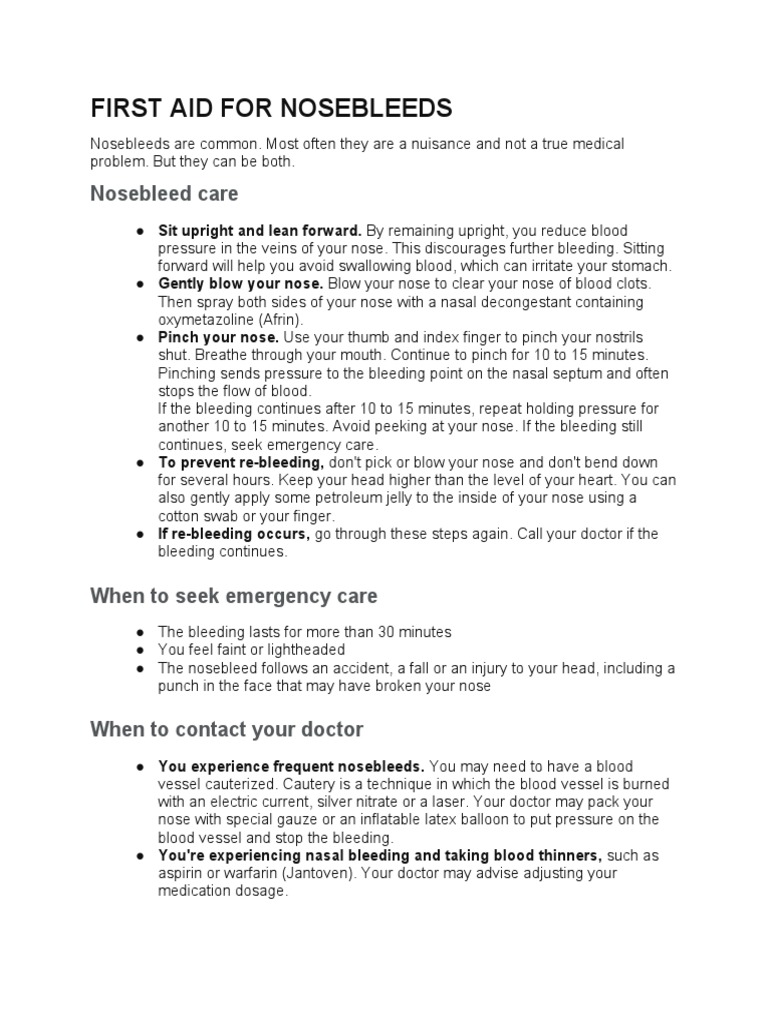 First Aid For Nosebleeds | PDF