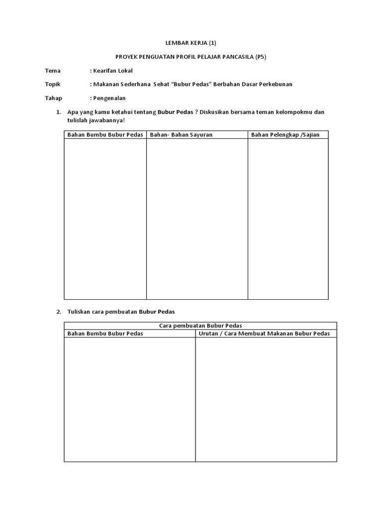 Lembar Kerja (P5) | PDF