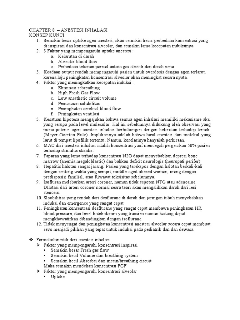 CHAPTER 8 - Anestesi Inhalasi | PDF | Sains & Matematika