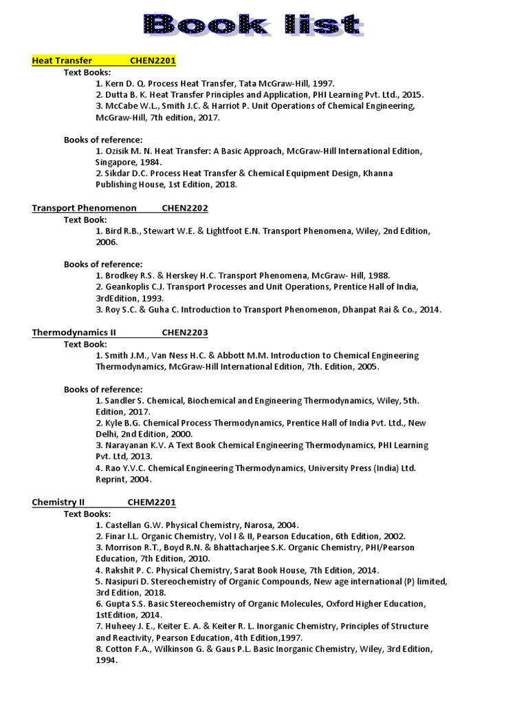 Book List | PDF | Chemistry | Natural Sciences