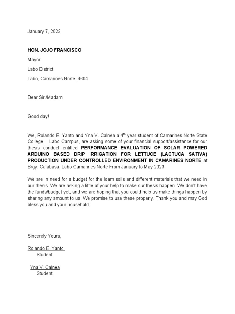 Solicitation Letter | PDF | Wellness