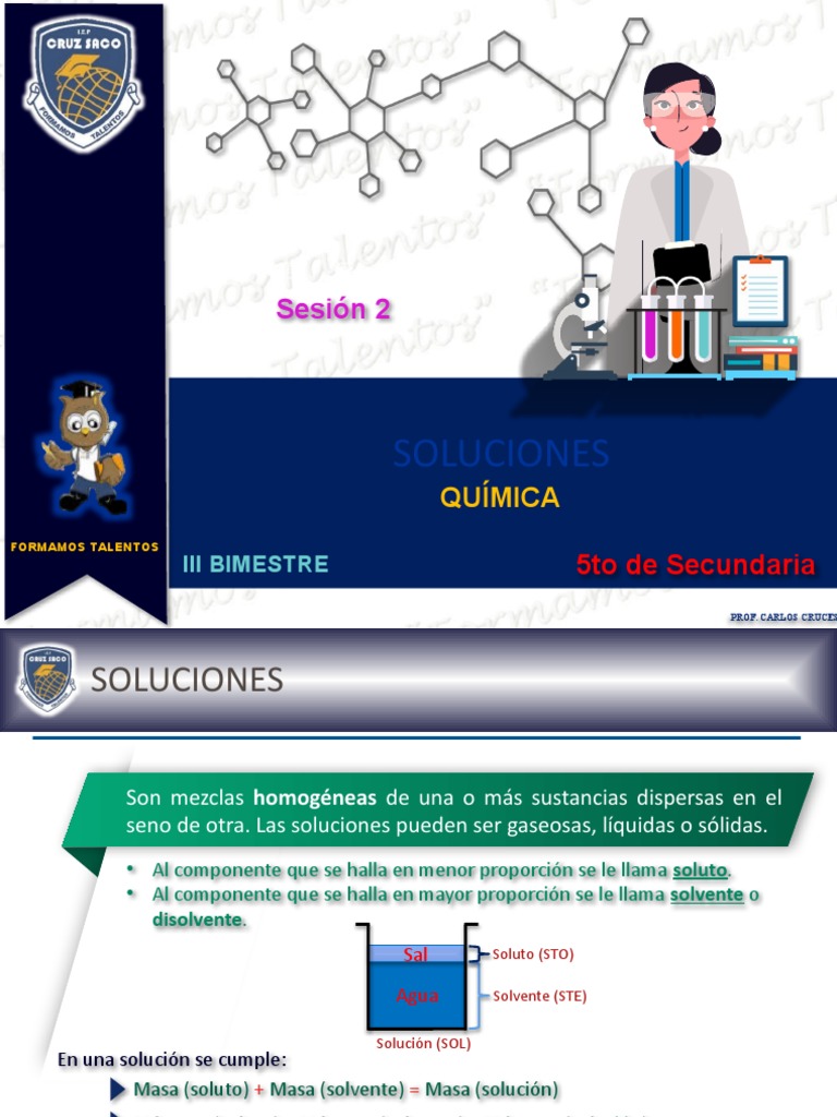 5° Año - Química - S2 - Soluciones | PDF | Concentración | Química