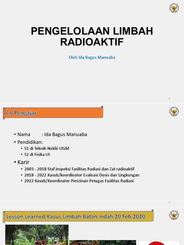 Pengelolaan Limbah Radioaktif - Ida Bagus Manuaba | PDF