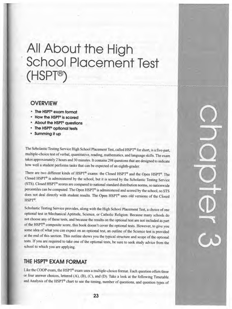 HSPT Practice Test 1 | PDF