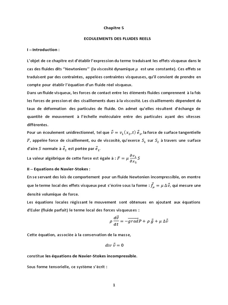Chapitre 5 Dynamique Des Fluides Réels | PDF
