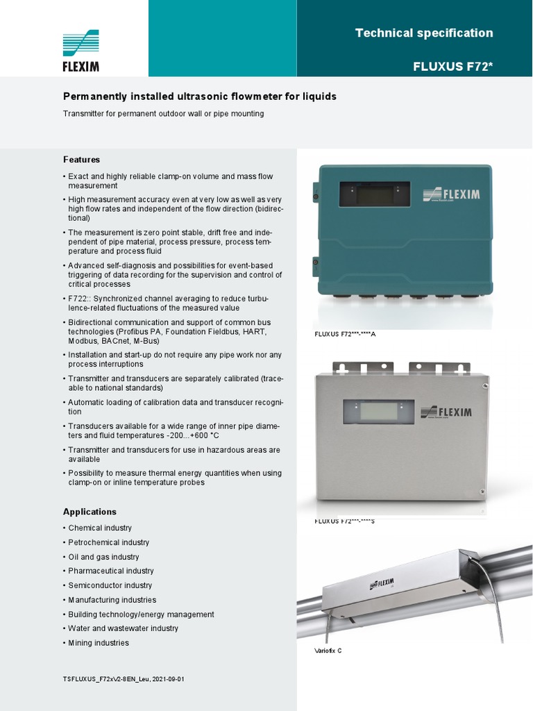 TSFLUXUS F72xV2-8EN Leu | PDF | Flow Measurement | Ultrasound
