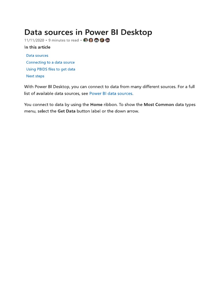 Data Sources in Power BI Desktop | PDF