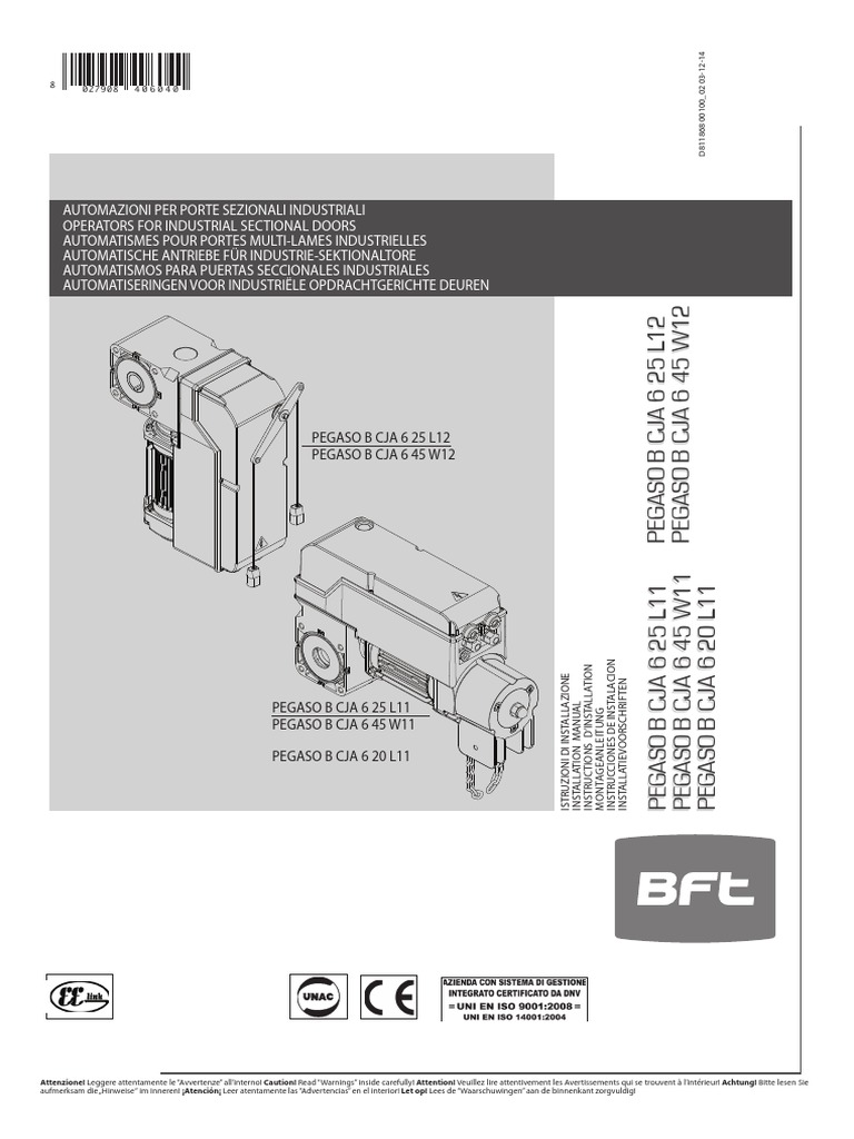 Manual de Instalare Pegaso, BFT | PDF