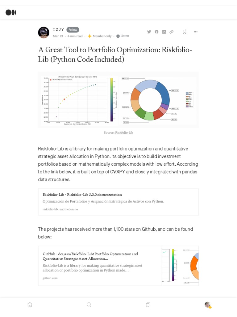 A Great Tool To Portfolio Optimization - Riskfolio-Lib (Python Code Included) - by T Z J Y ...