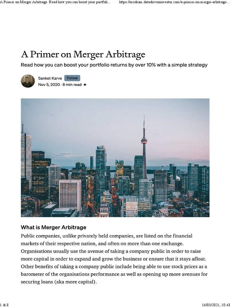 A Primer On Merger Arbitrage. Read How You Can Boost Your Portfolio ...