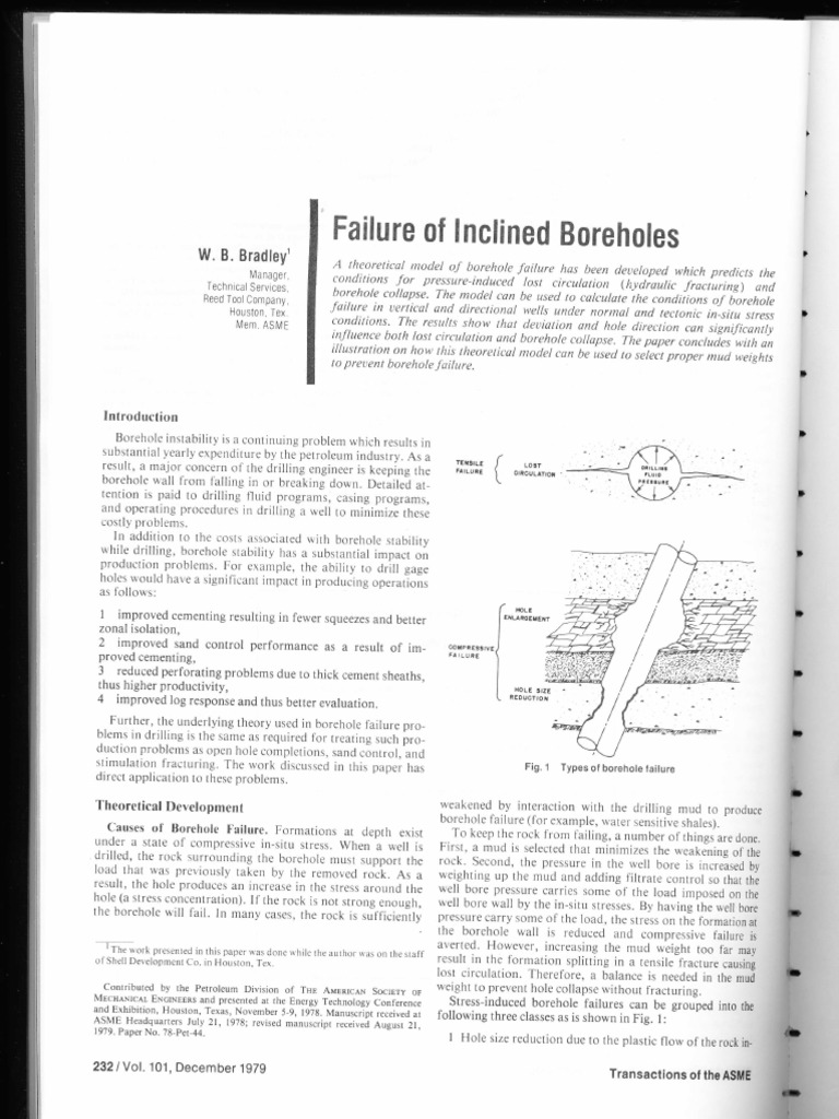 Failure of Inclined Boreholes - Bradley | PDF | Stress (Mechanics ...