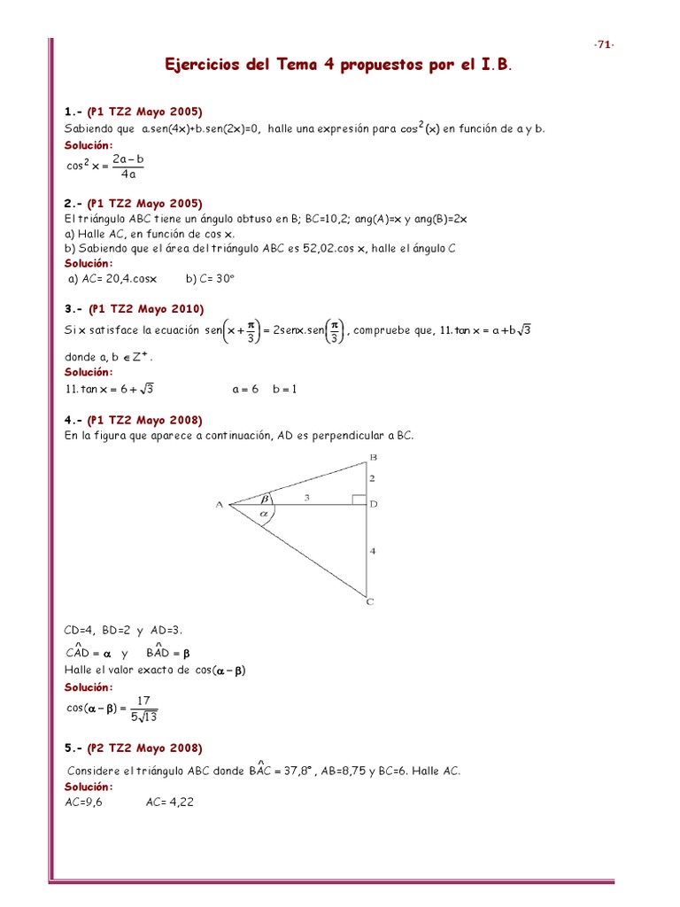 Ejercicios Tema 5 | PDF | Triángulo | Ecuaciones