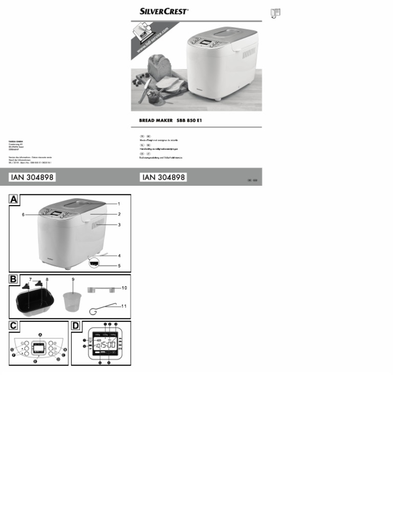 SilverCrest SBB 850 E1 Bread Maker | PDF | Gluten | Pains