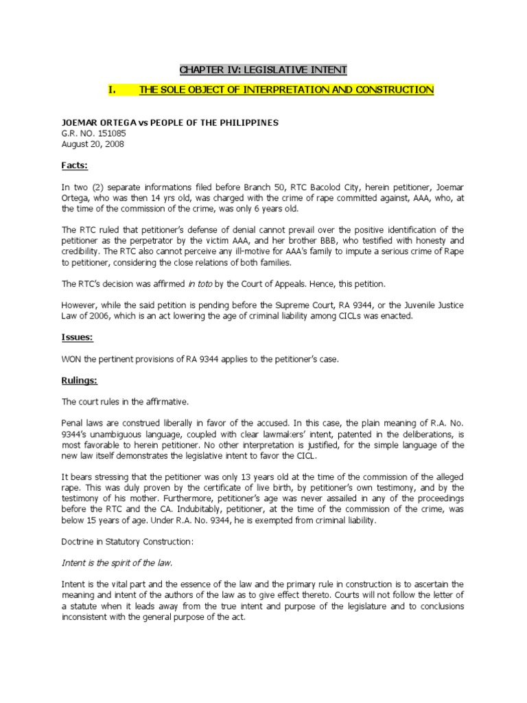 Chapter 4 - Legislative Intent | PDF | Annulment | Statutory Interpretation