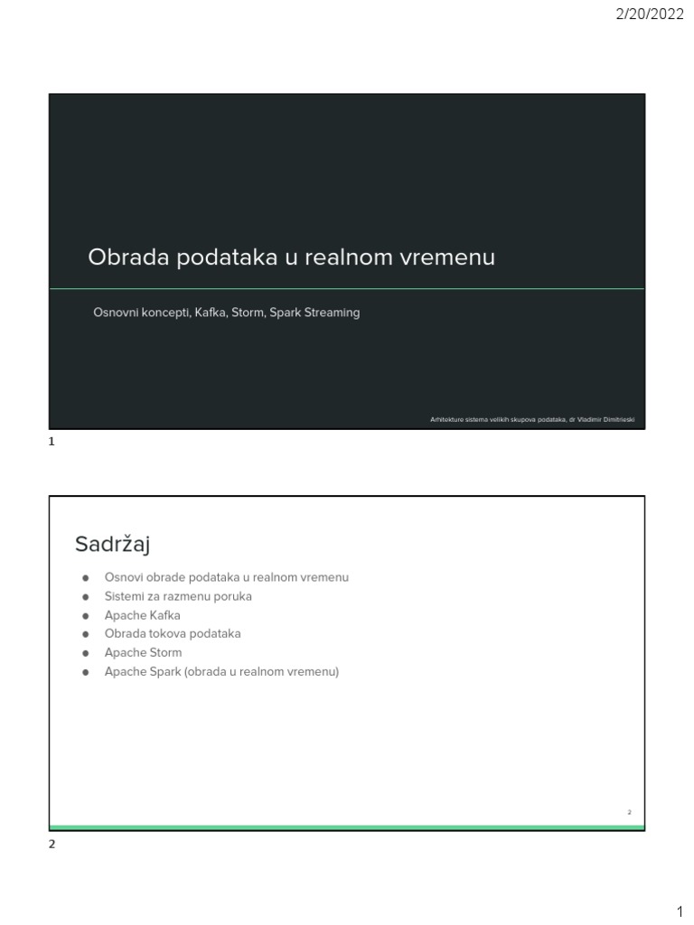 04 ASVSP Obrada Podataka U Realnom Vremenu | PDF
