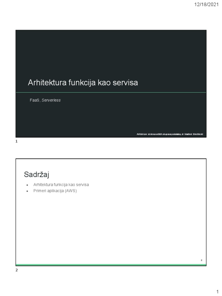 05 ASVSP Arhitektura FaaS | PDF