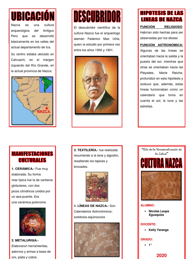 TRIPTICO CULTURA NAZCA | PDF | Arqueología | Andes