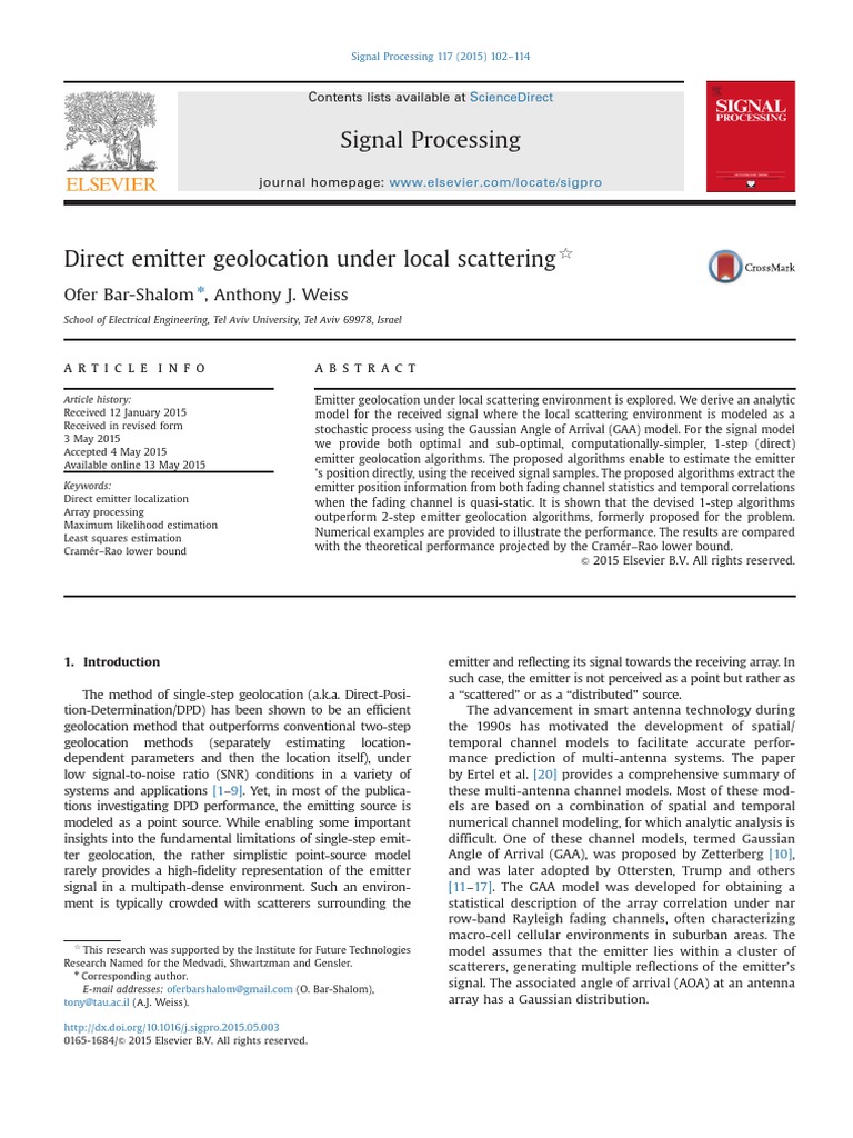 Direct Emitter Geolocation Under Local Scattering | PDF | Normal ... Direct Emitter Geolocation Under Local Scattering | PDF | Normal ...