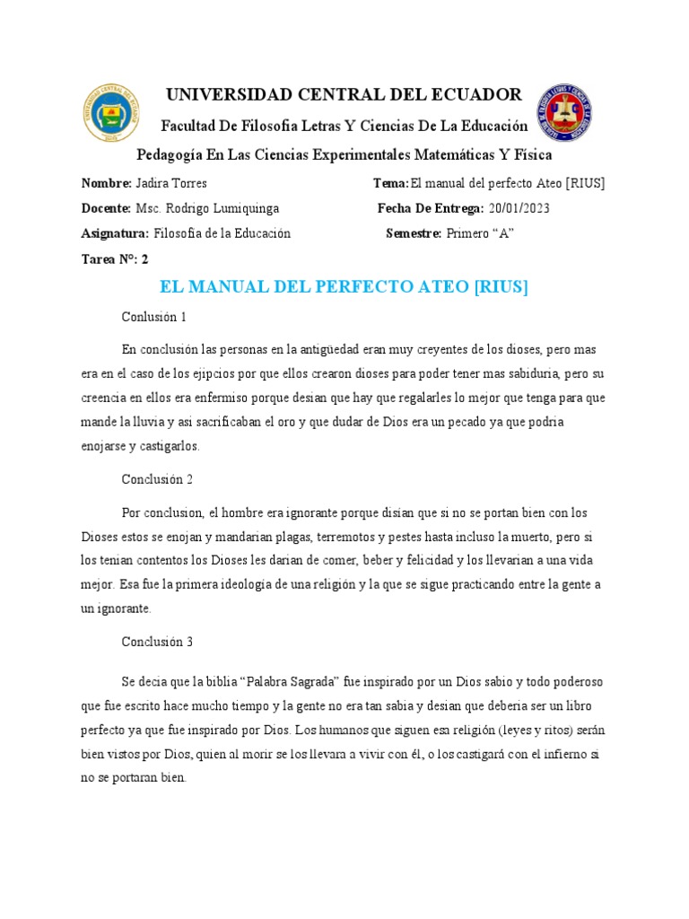 El Manual Del Perfecto Ateo (Rius) | PDF