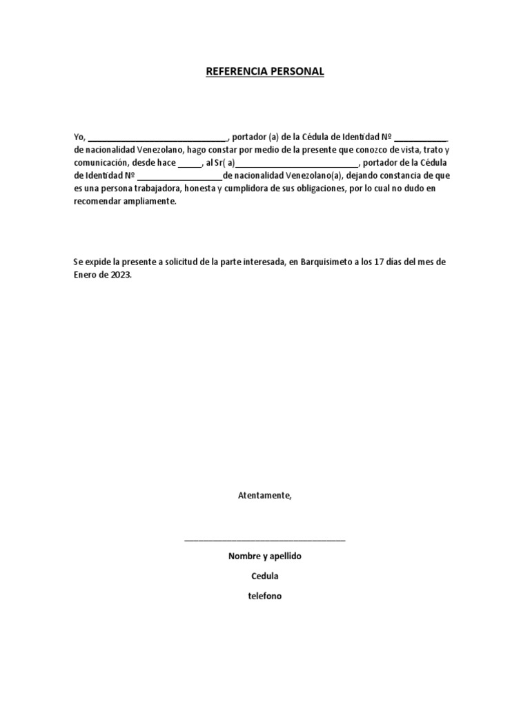 Referencia Personal | PDF